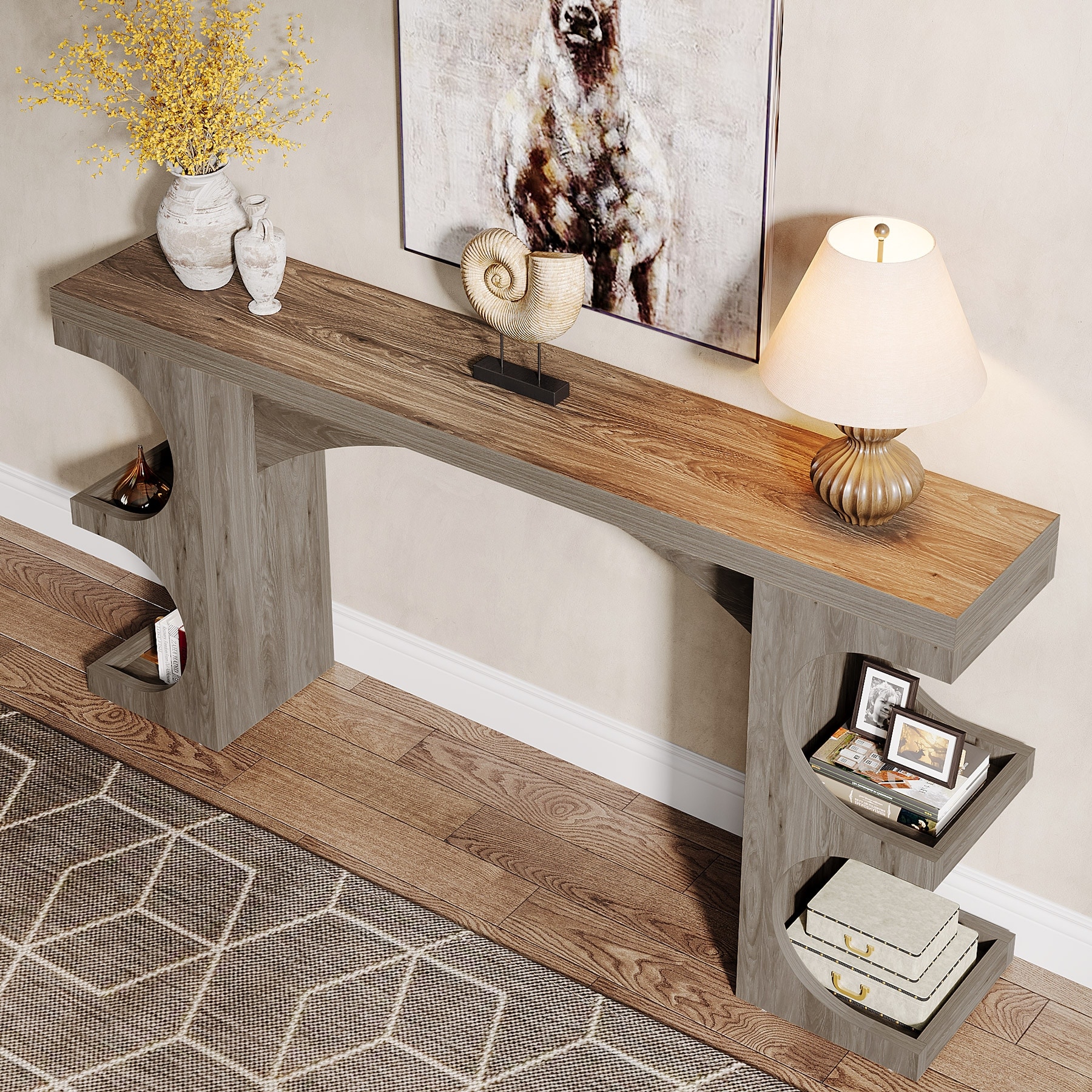 Industrial Console Table for Entryway, 55.1" Narrow Entryway Table with Storage - On Sale - Bed ...